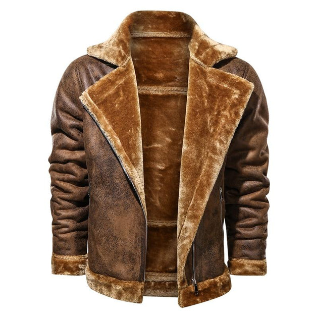 Angelo Ricci™ Leather Velvet Aviator Warm Jacket
