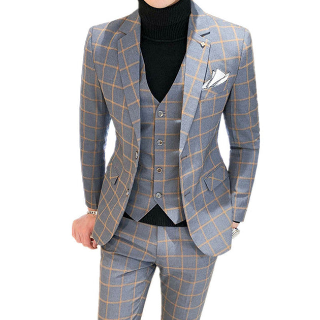 Angelo Ricci™ Luxury Business Formal Plaid Slim Fit Suit